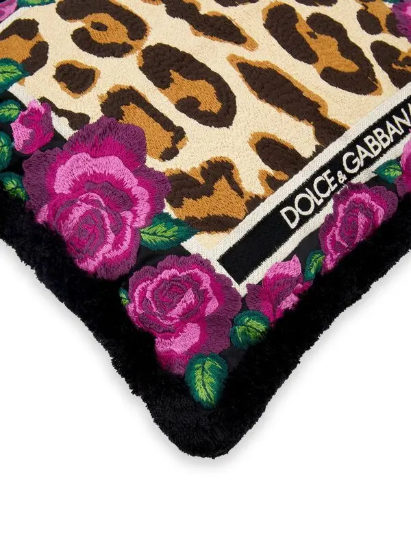 Dolce & Gabbana Leopard-print Embroidered Small Cushion