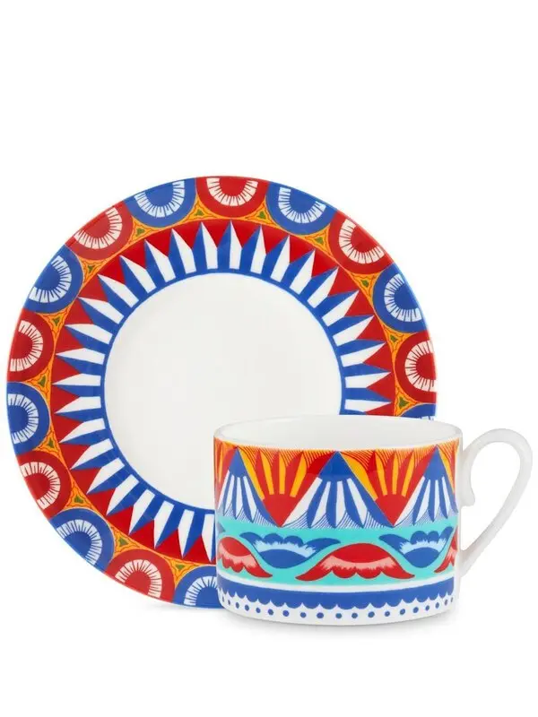 Dolce & Gabbana Geometric-pattern Porcelain Tea-set