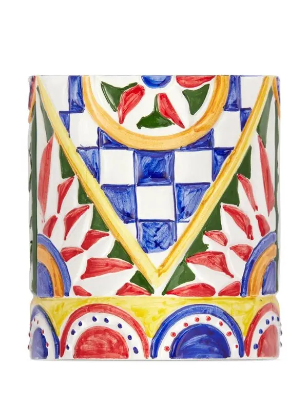 Dolce & Gabbana Carretto-print Ceramic Vase - Yellow