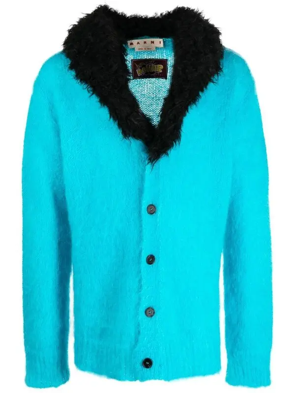 Marni Brushed V-neck Cardigan - Blue