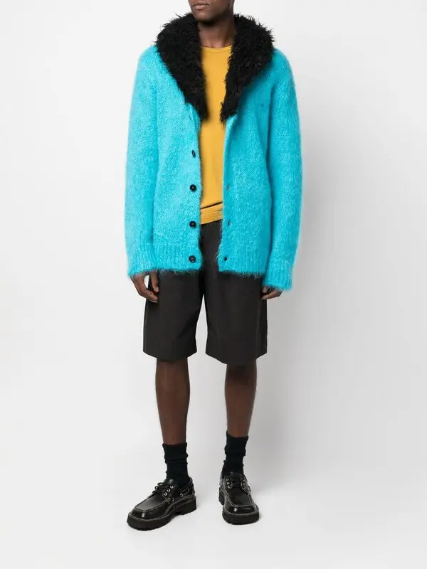 Marni Brushed V-neck Cardigan - Blue