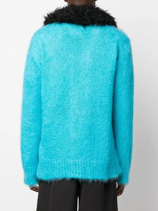 Marni Brushed V-neck Cardigan - Blue