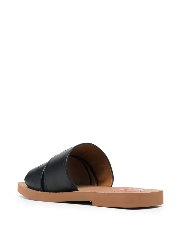 Chloé Logo-embroidered Leather Sandals
