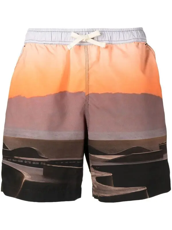 BLUE SKY INN Graphic-print Deck Shorts - Brown