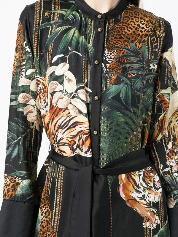 Camilla Easy Tiger Print Open-back Silk Dress