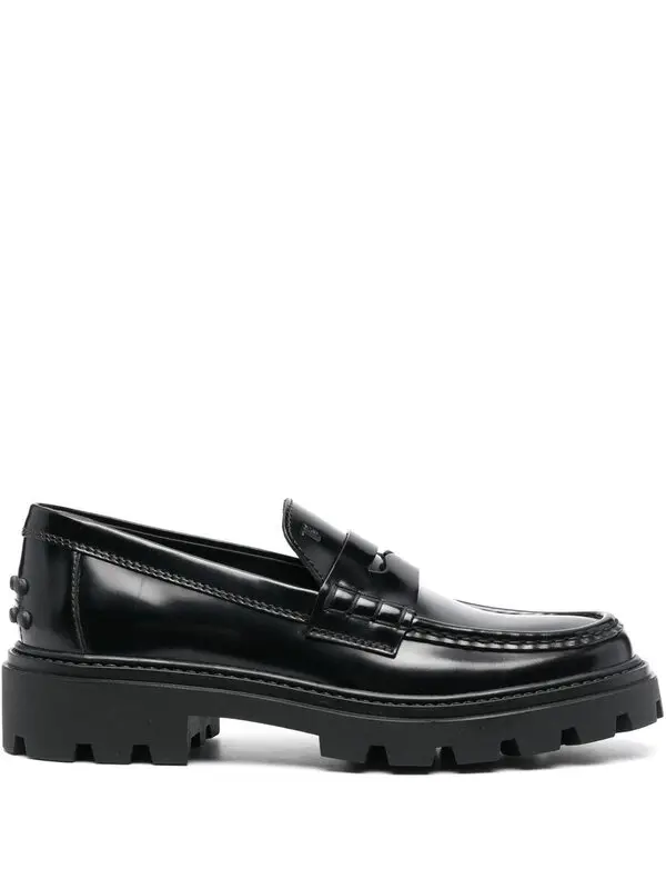 TOD'S Penny-slot Leather Loafers - Black