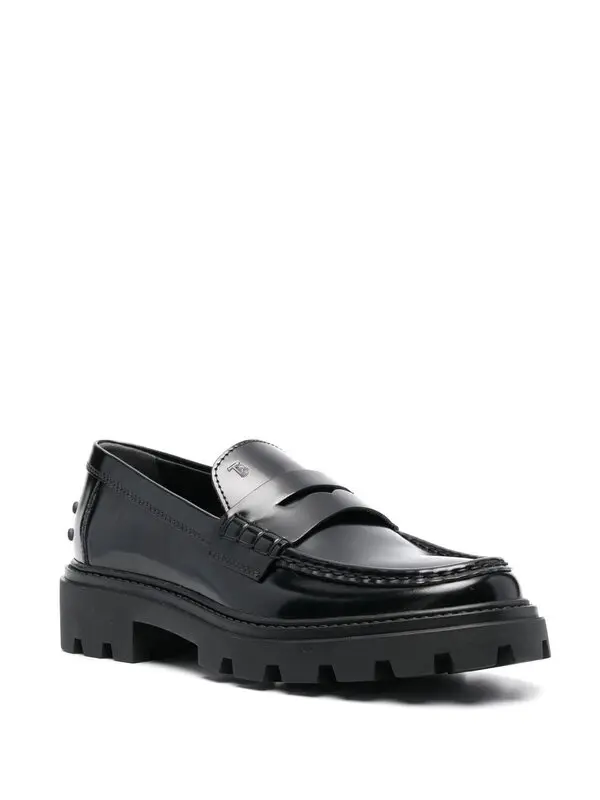 TOD'S Penny-slot Leather Loafers - Black