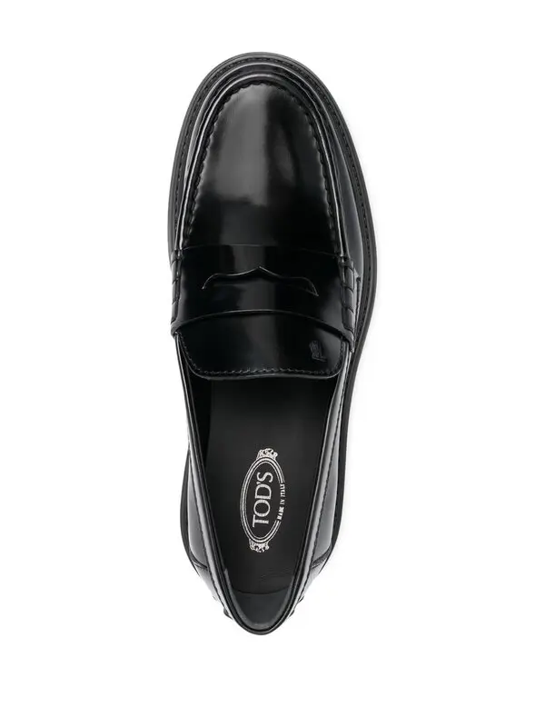TOD'S Penny-slot Leather Loafers - Black