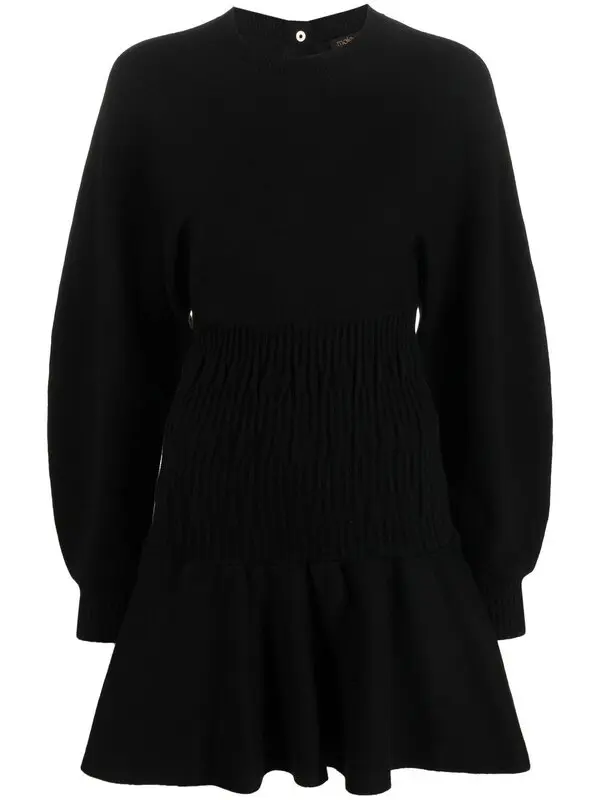 Maje Long-sleeve Knitted Dress - Black