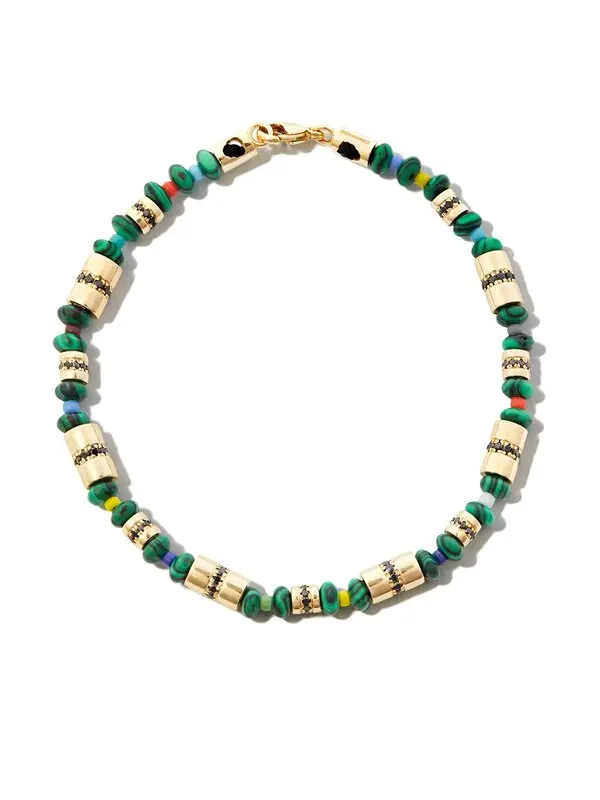 Luis Morais 14kt Yellow And Malachite Beaded Bracelet - Gold