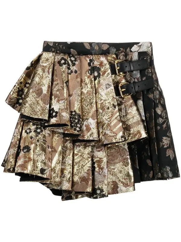 Roberto Cavalli Brocade-pattern Pleated Miniskirt