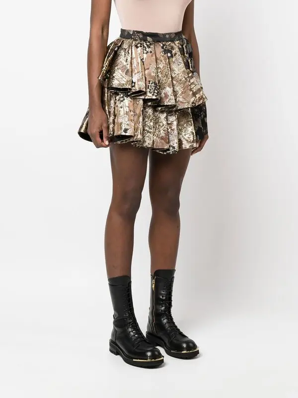 Roberto Cavalli Brocade-pattern Pleated Miniskirt