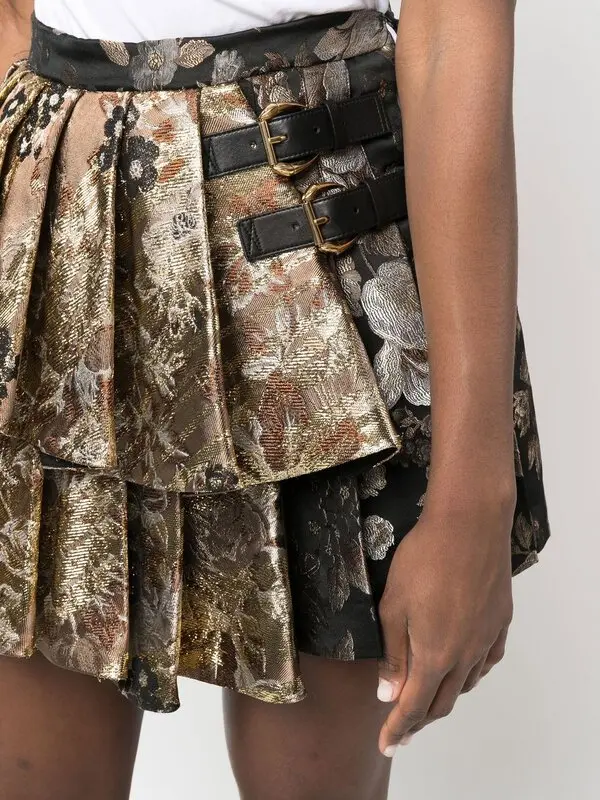 Roberto Cavalli Brocade-pattern Pleated Miniskirt