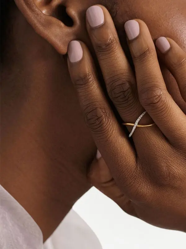 Monica Vinader Riva Diamond Kiss Ring - Gold