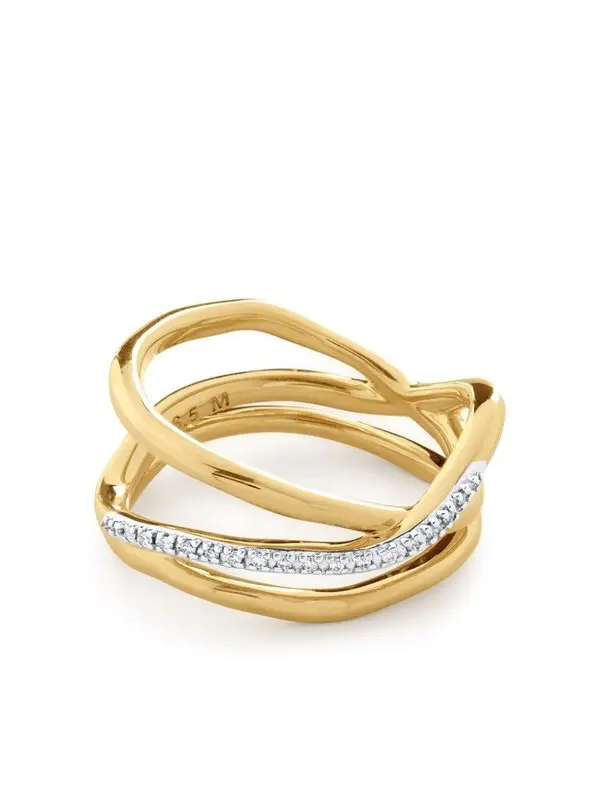 Monica Vinader Riva Diamond Stacked Ring - Gold