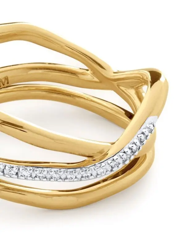 Monica Vinader Riva Diamond Stacked Ring - Gold