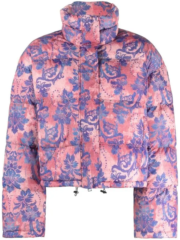 Versace Baroque-pattern Puffer Jacket - Pink