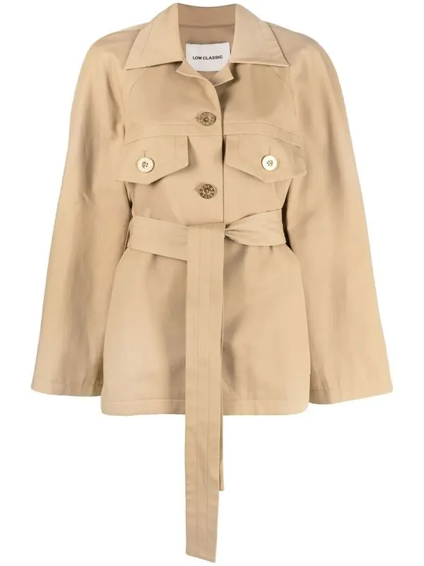 LOW CLASSIC Cropped Belted Trench Coat