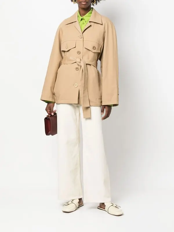 LOW CLASSIC Cropped Belted Trench Coat