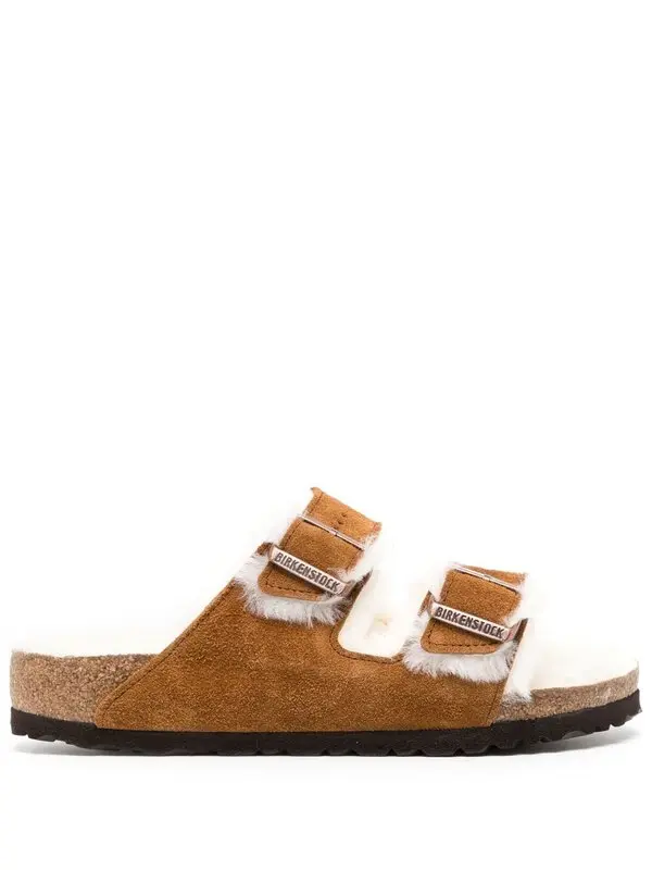 BIRKENSTOCK Shearling-lined Slip-on Sandals - Brown