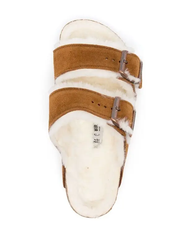 BIRKENSTOCK Shearling-lined Slip-on Sandals - Brown