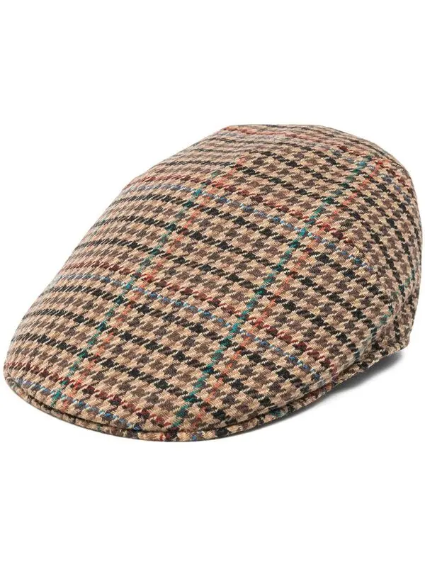 Borsalino Houndstooth Cap - Brown