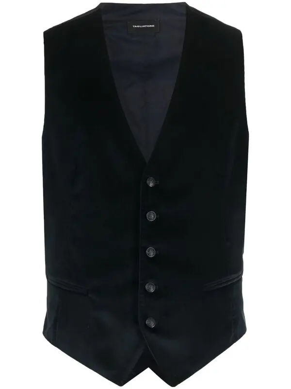 Tagliatore Single-breasted Panelled Waistcoat - Blue