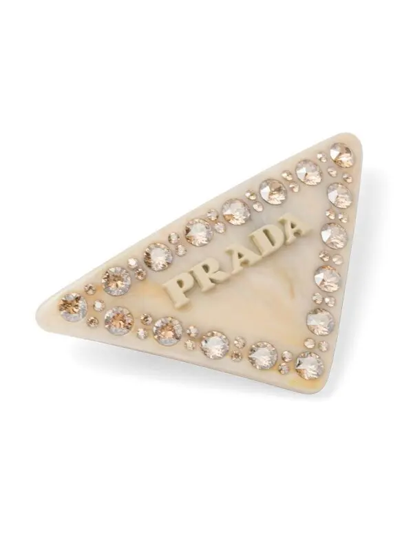 Prada Triangle Logo Hair Clip - Neutrals