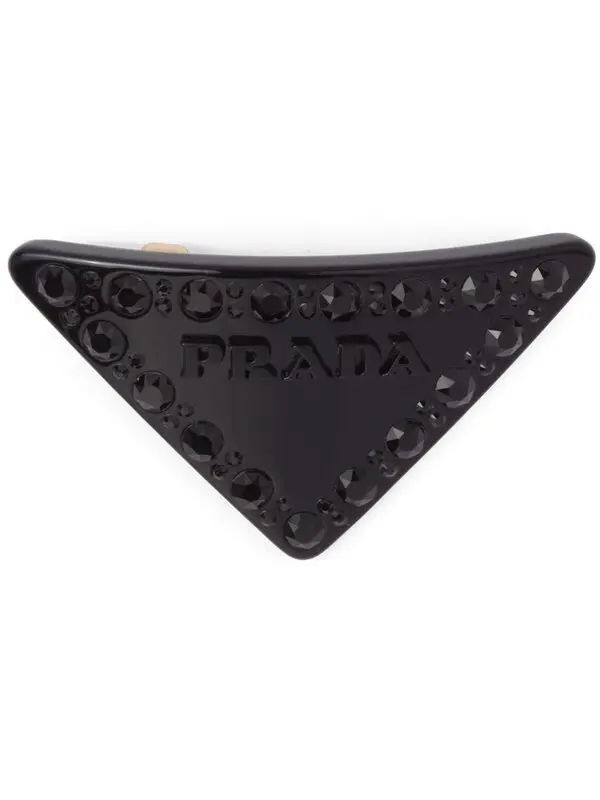 Prada Triangle-logo Hair Clip - Black
