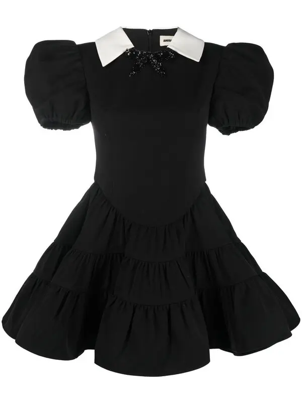 SHUSHU/TONG Puff-sleeve Tiered Minidress