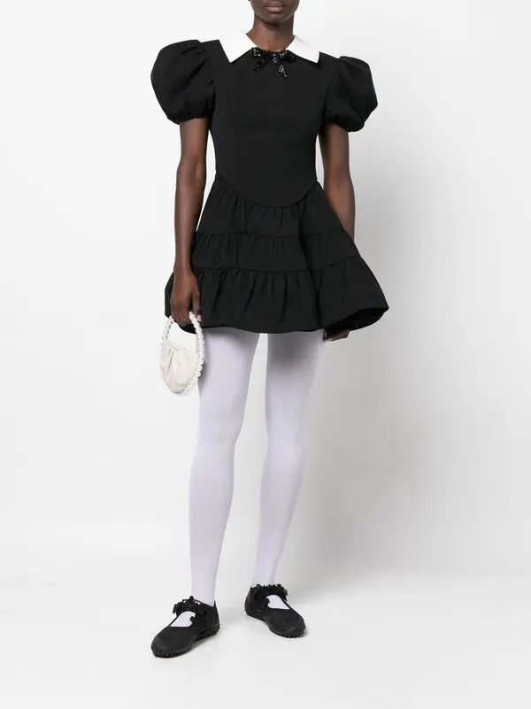 SHUSHU/TONG Puff-sleeve Tiered Minidress