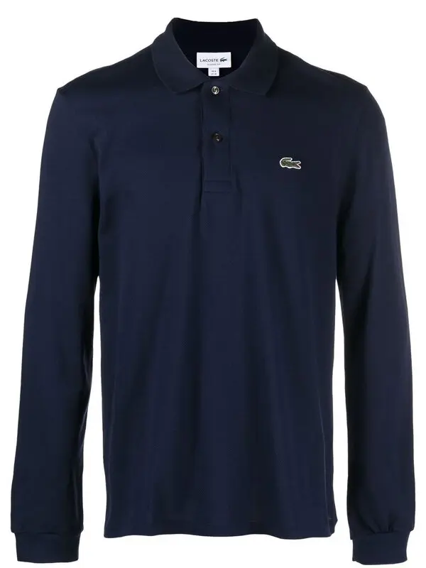 Lacoste Logo-patch Long-sleeve Polo Shirt - Blue