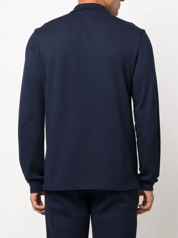 Lacoste Logo-patch Long-sleeve Polo Shirt - Blue