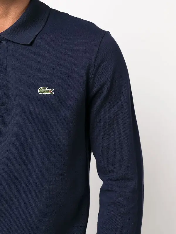 Lacoste Logo-patch Long-sleeve Polo Shirt - Blue