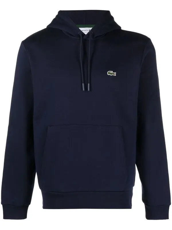 Lacoste Logo-patch Fleece Hoodie - Blue
