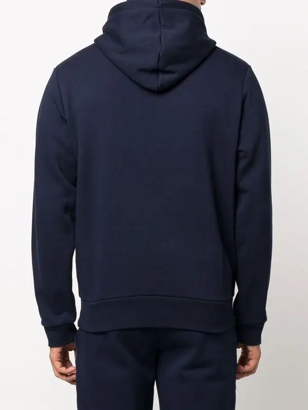 Lacoste Logo-patch Fleece Hoodie - Blue