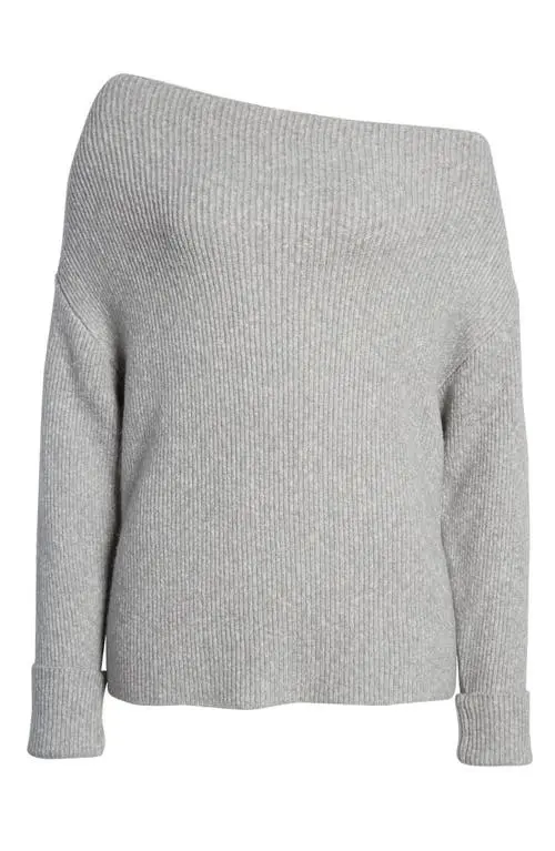 Treasure & Bond Off The Shoulder Pullover - Grey Heather