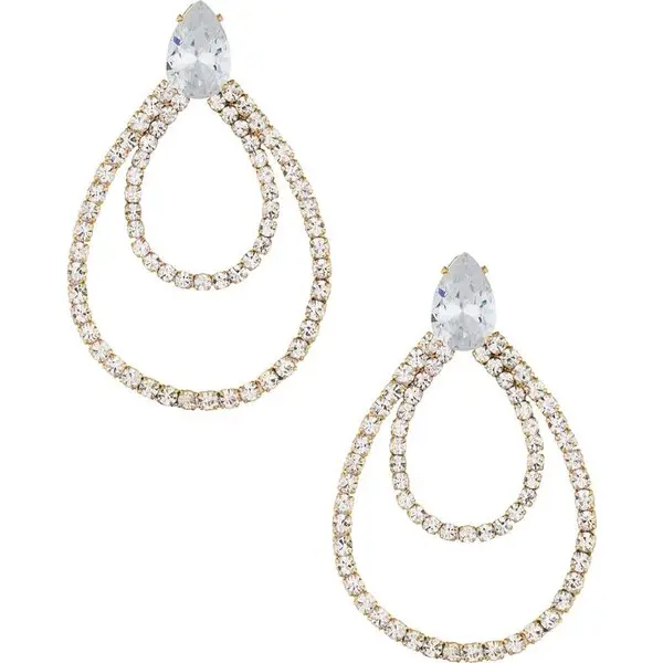 Ettika Layered Crystal Hoop Earrings - Gold