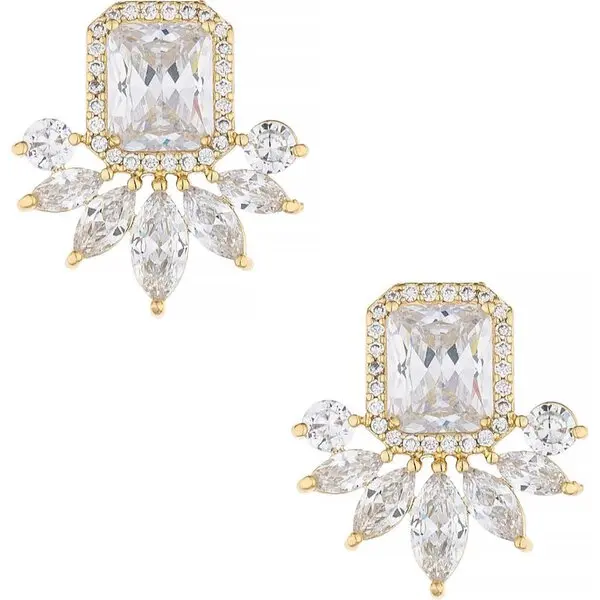 Ettika Crystal Stud Earrings - Gold