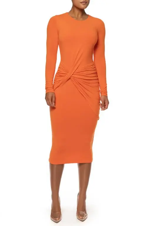 knee length dresses for ladies Light Gold Visions Of You Midi Dress main image 1