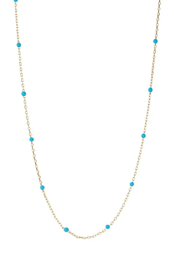 Argento Vivo Enamel Dot Station Necklace - Gold/ Turquoise