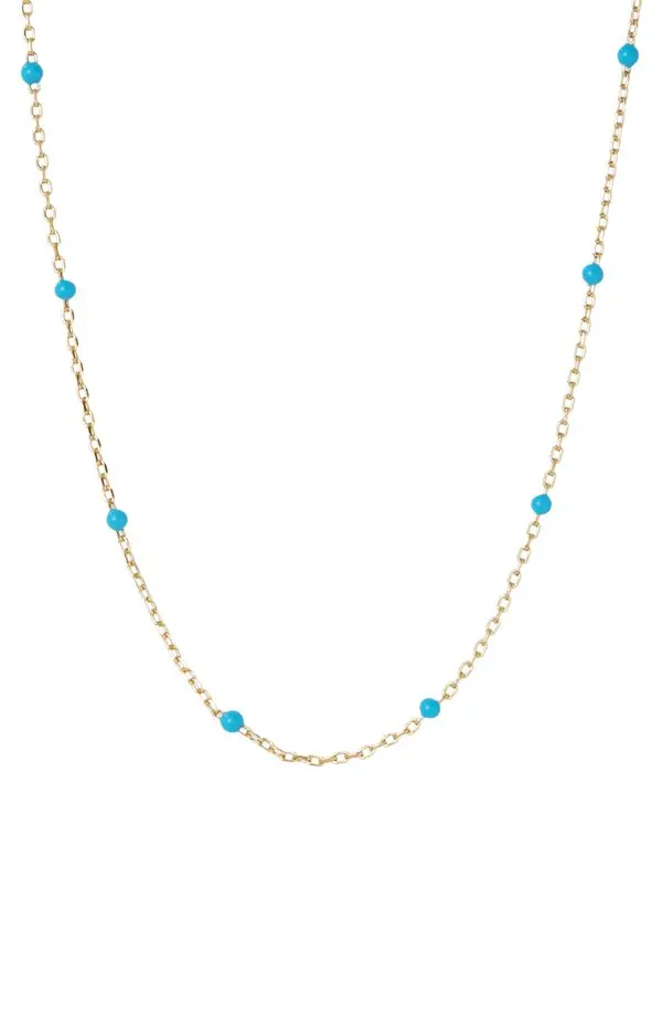 Argento Vivo Enamel Dot Station Necklace - Gold/ Turquoise