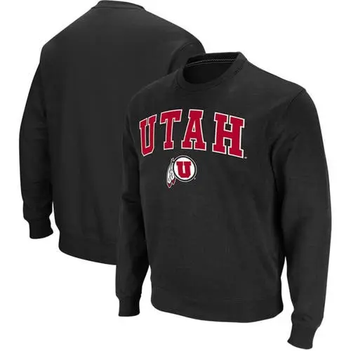 COLOSSEUM Utah Utes Arch & Logo Tackle Twill Pullover Sweatshirt - Black