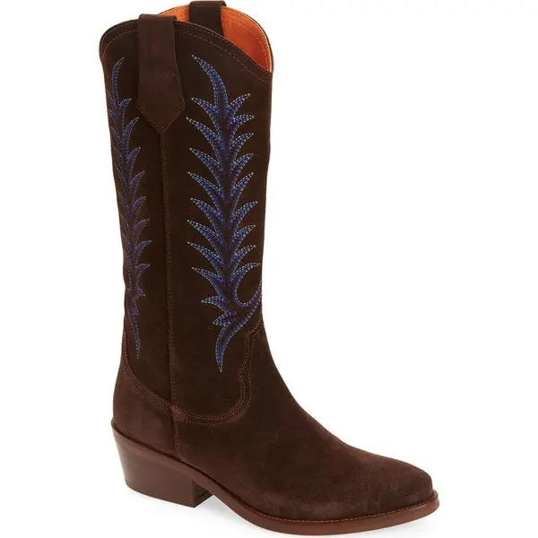 Penelope Chilvers Goldie Embroidered Cowboy Boots - Ebony
