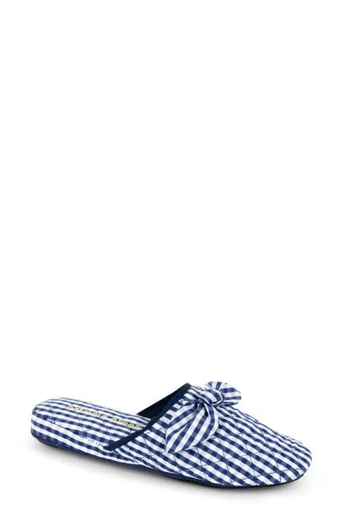 PATRICIA GREEN Zoe Gingham Quilted Slippers - Navy