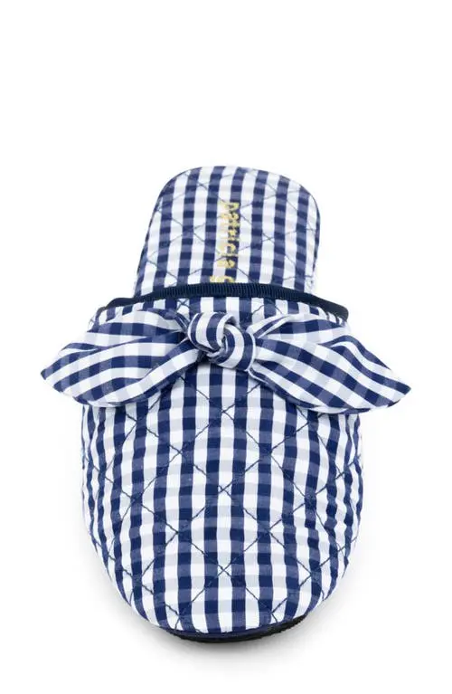 PATRICIA GREEN Zoe Gingham Quilted Slippers - Navy