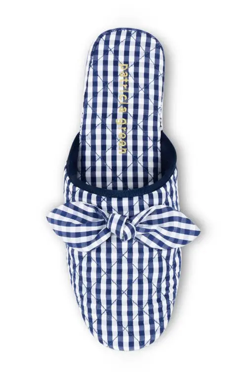 PATRICIA GREEN Zoe Gingham Quilted Slippers - Navy