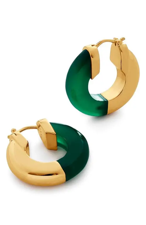 Monica Vinader X Kate Young Onyx Hoop Earrings - 18ct Metallic Gold
