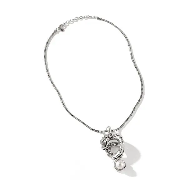 John Hardy Naga Necklace Diamonds, Pearl