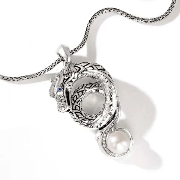 John Hardy Naga Necklace Diamonds, Pearl